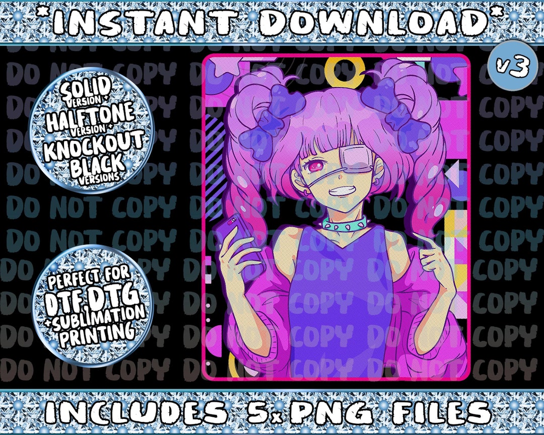 Anime Girl Kawaii Otaku Manga Anime Aesthetic Goth Girl Png Bundle ...