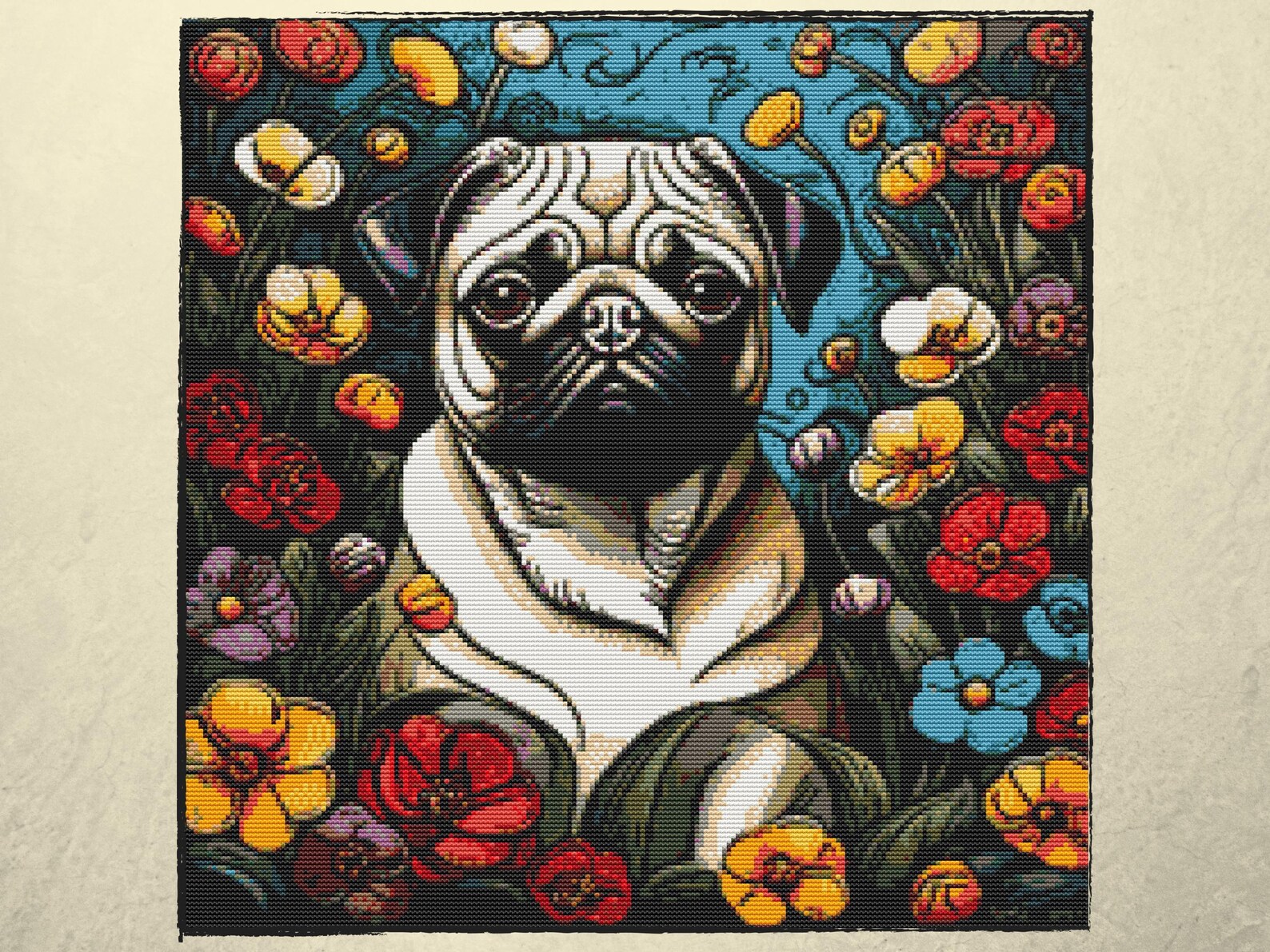 Pug Cross Stitch Pattern PDF | Beginner Friendly Dog Embroidery Design ...