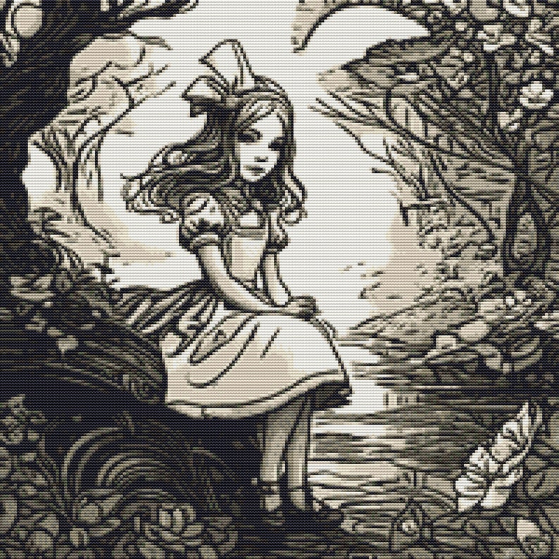 Alice in Wonderland Cross Stitch Pattern DIY Embroidery Whimsical ...