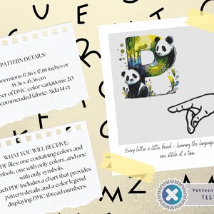 Panda Alphabet Cross Stitch Pattern PDF | ASL Sign Language Letter P ...