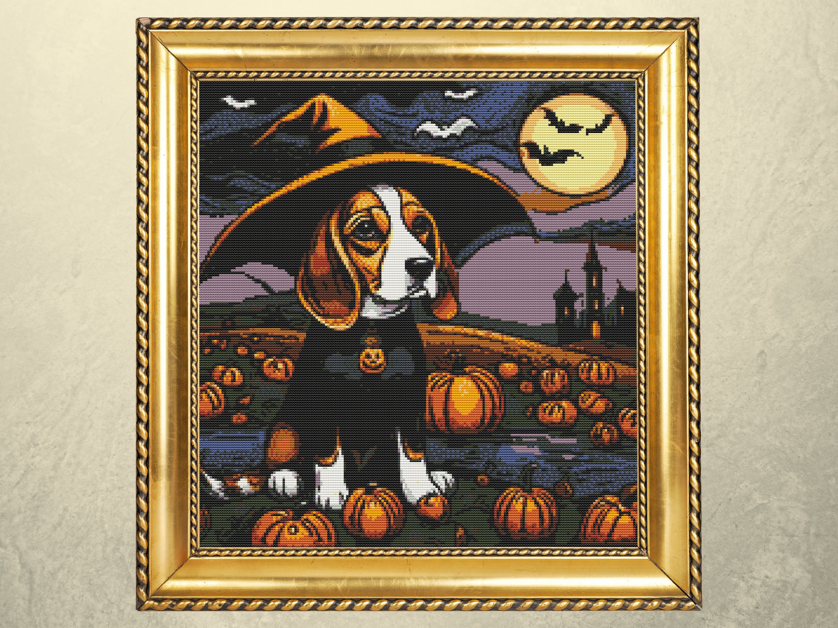 Beagle Halloween Cross Stitch Pattern | Wicca Cross Stitch Pattern ...