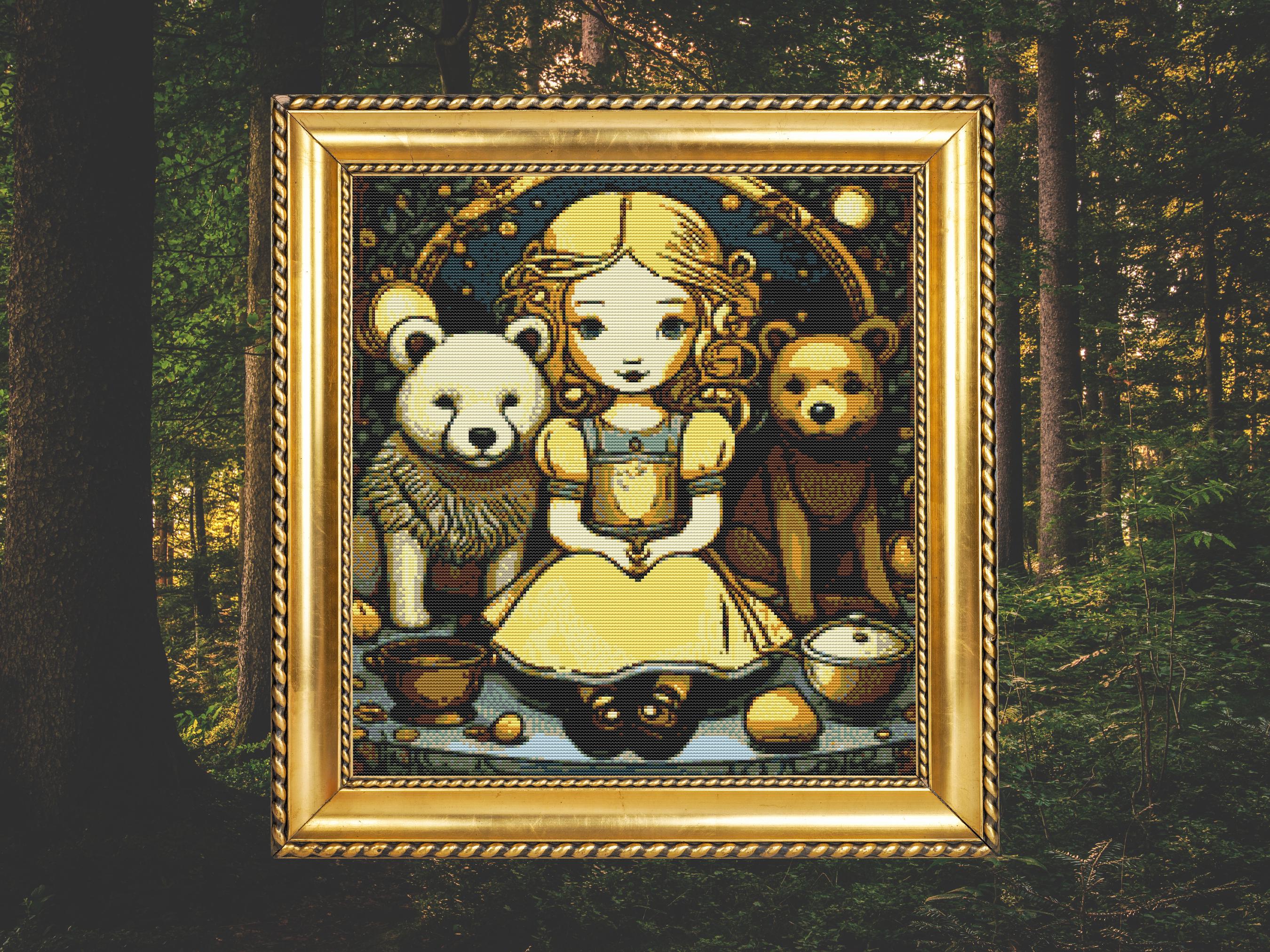 Goldilocks and Two Bears Cross Stitch Pattern - Fairy Tale DIY ...