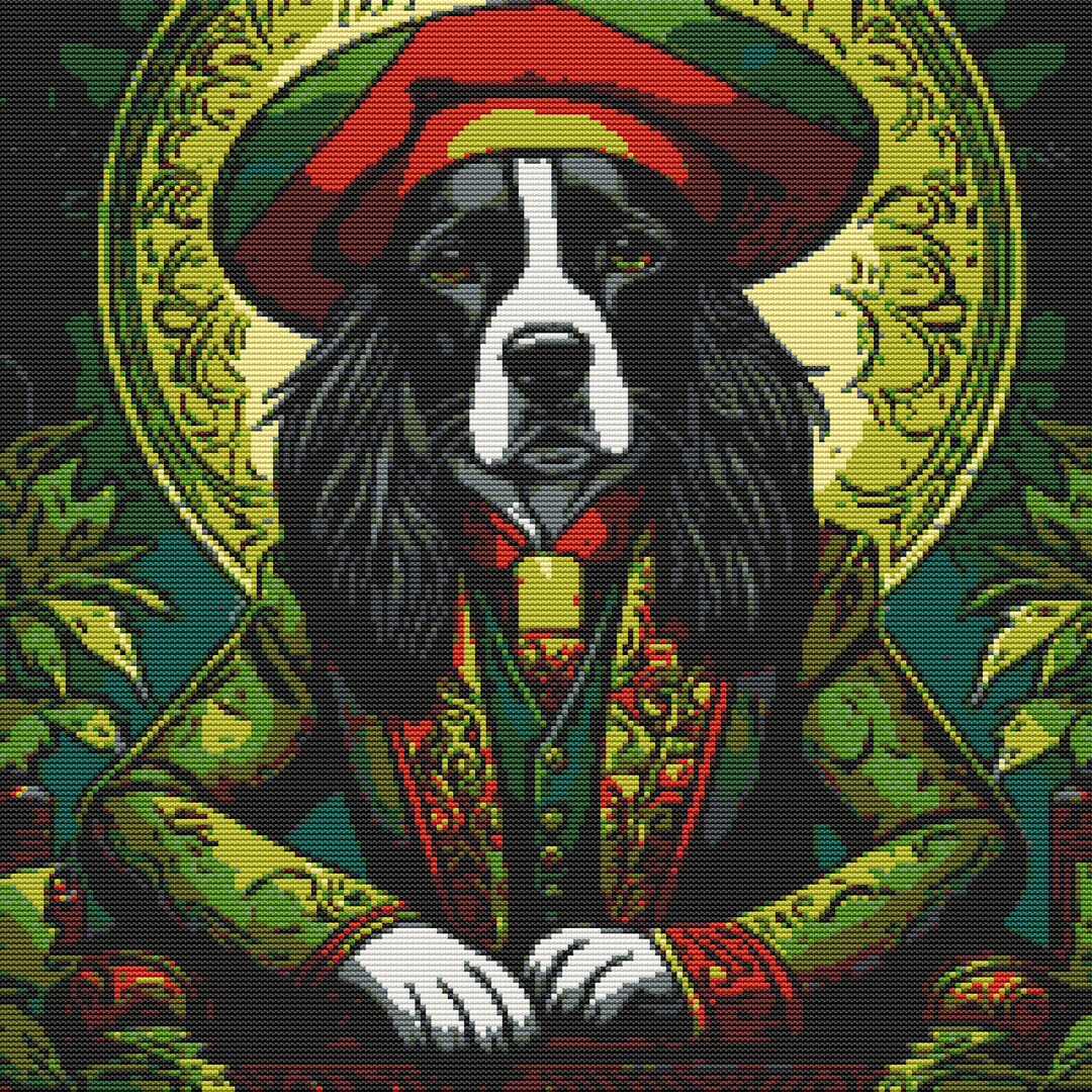Regal Rasta Dog Cross Stitch Pattern, Jamaican Vibes Canine Embroidery ...