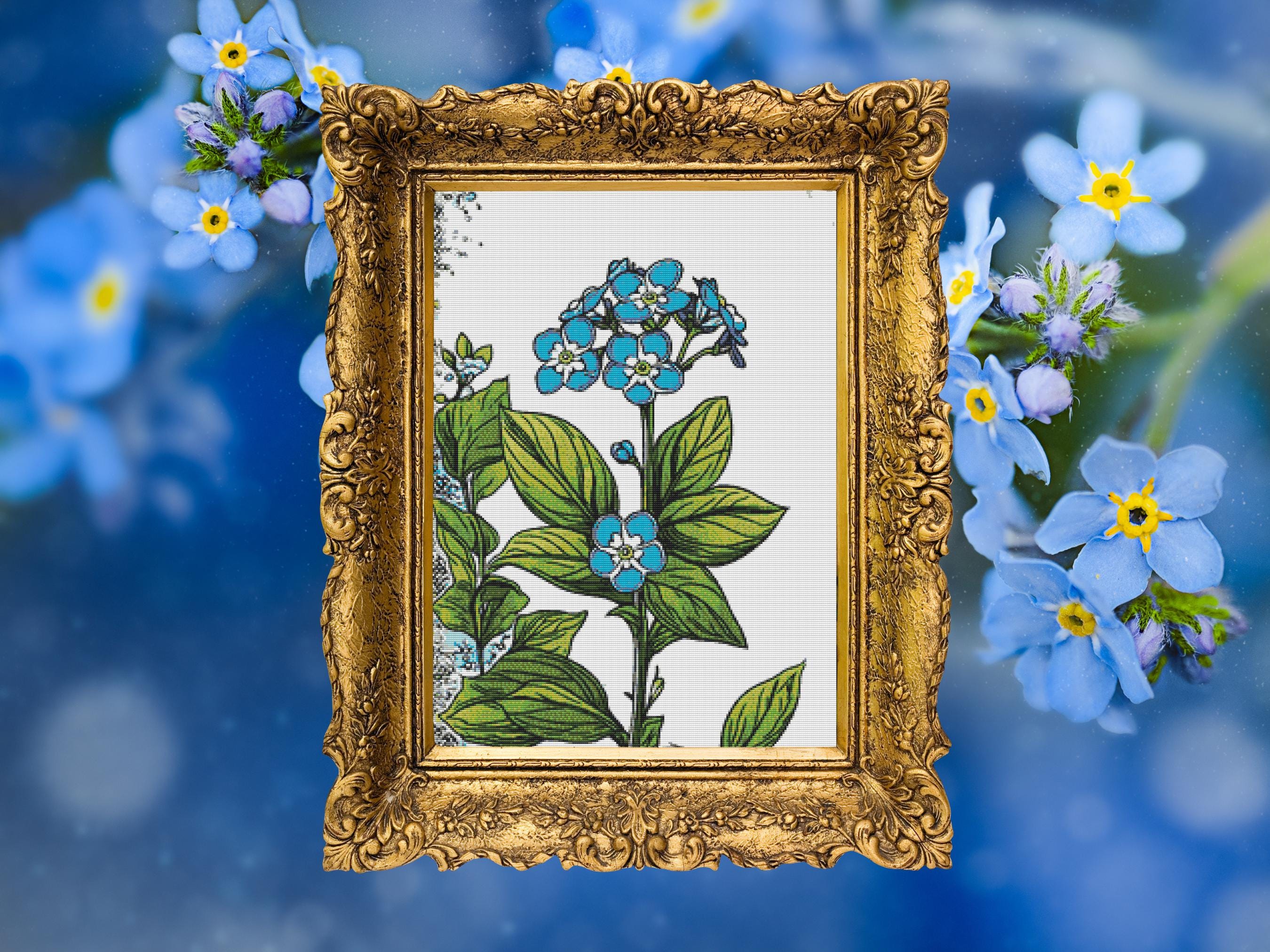 Forget Me Not Cross Stitch Pattern PDF | Delicate Blue Flower ...
