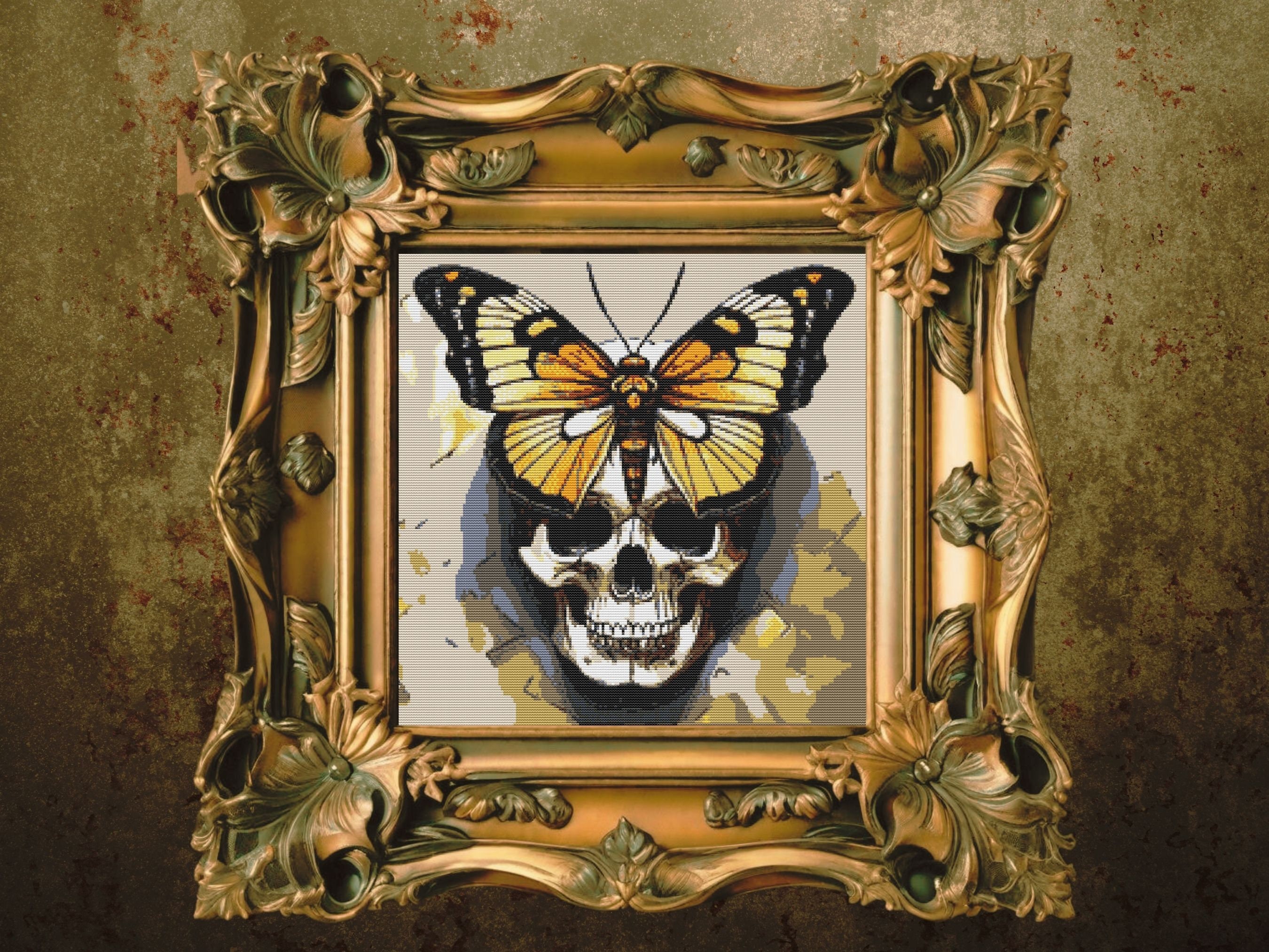 Death's Head Hawk Moth Horror Gift Spooky Cross Stitch Dark Art Cross ...