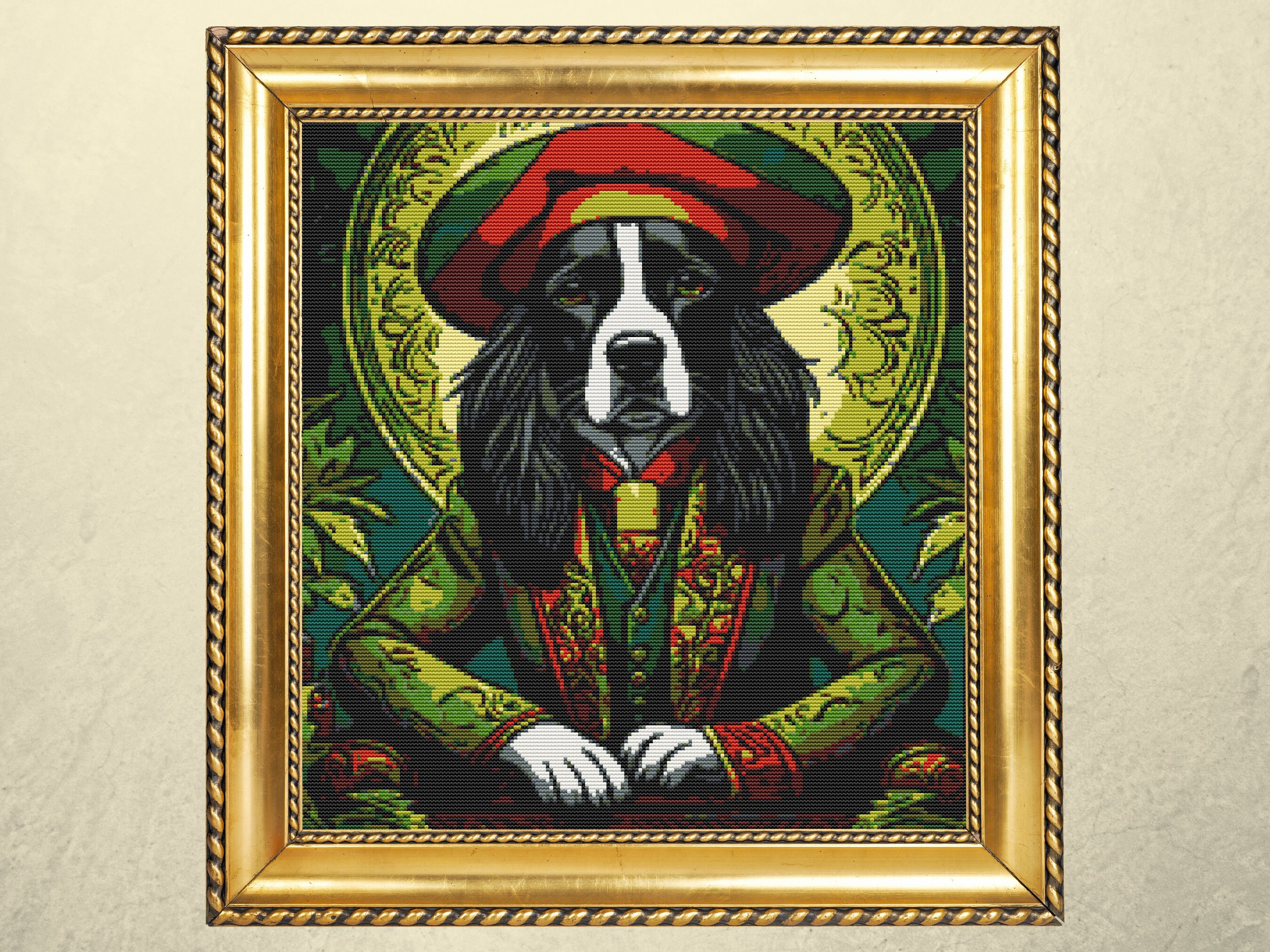 Regal Rasta Dog Cross Stitch Pattern, Jamaican Vibes Canine Embroidery ...