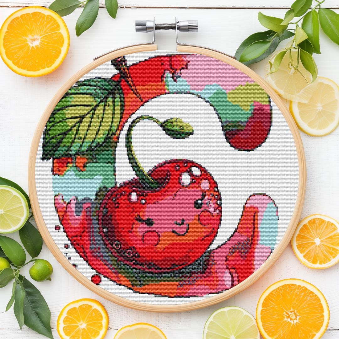 Charming 'C' for Cherry Cross Stitch Pattern, Fruitful Alphabet Series ...