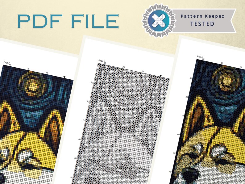 Shiba Inu Cross Stitch Pattern PDF | Van Gogh Inspired Dog Embroidery ...