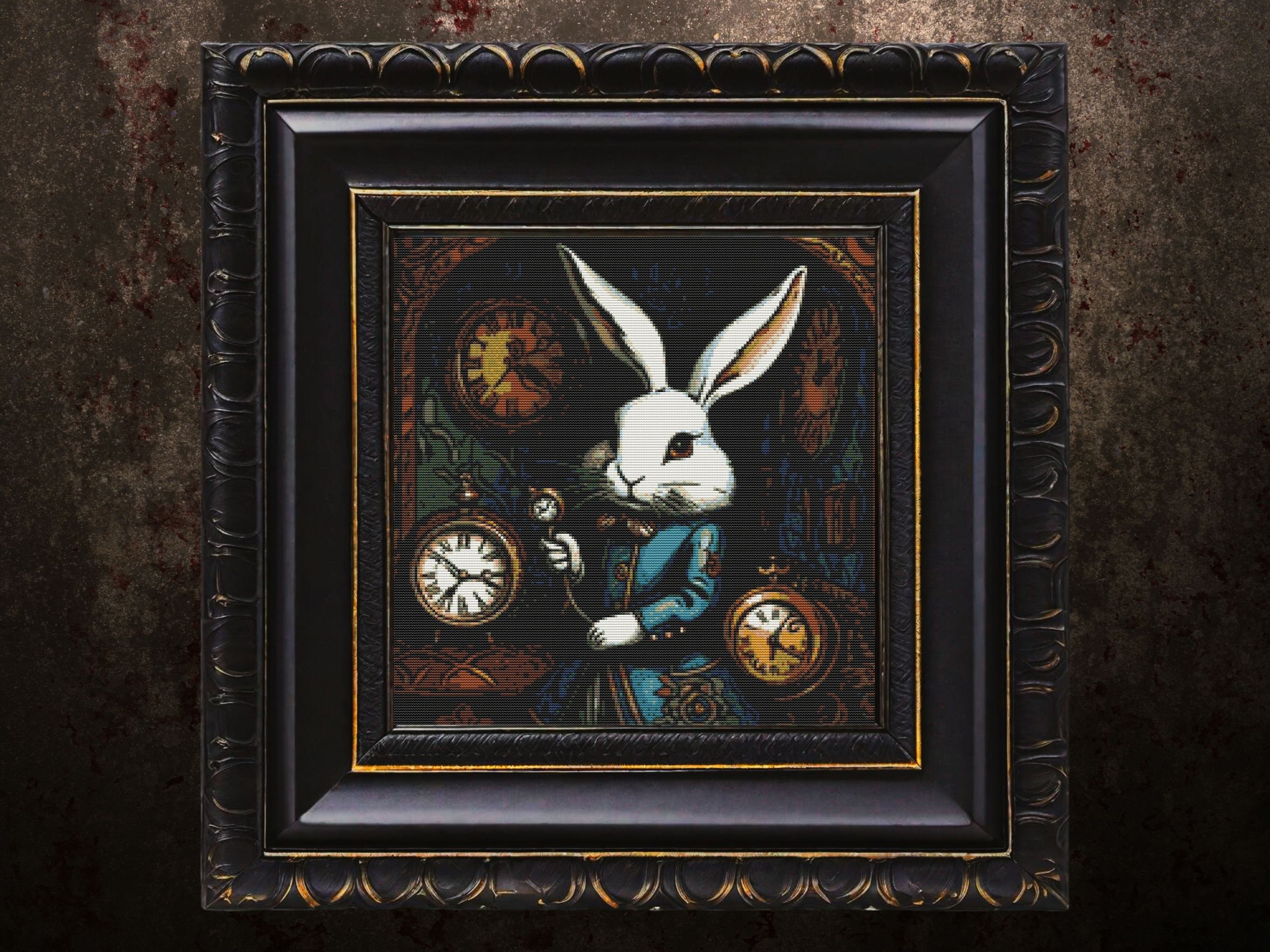 White Rabbit in Wonderland Cross Stitch DIY Whimsical Embroidery ...