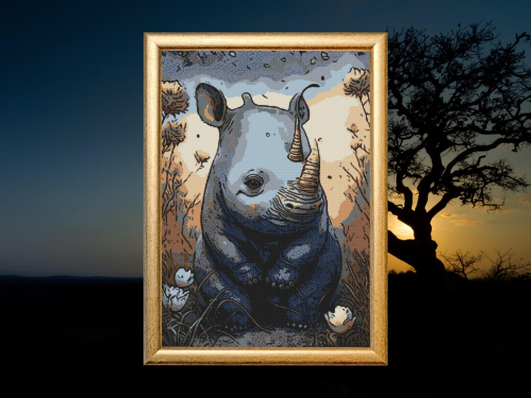 Adorable Baby Rhino Cross Stitch Pattern for Beginners Home Decor ...