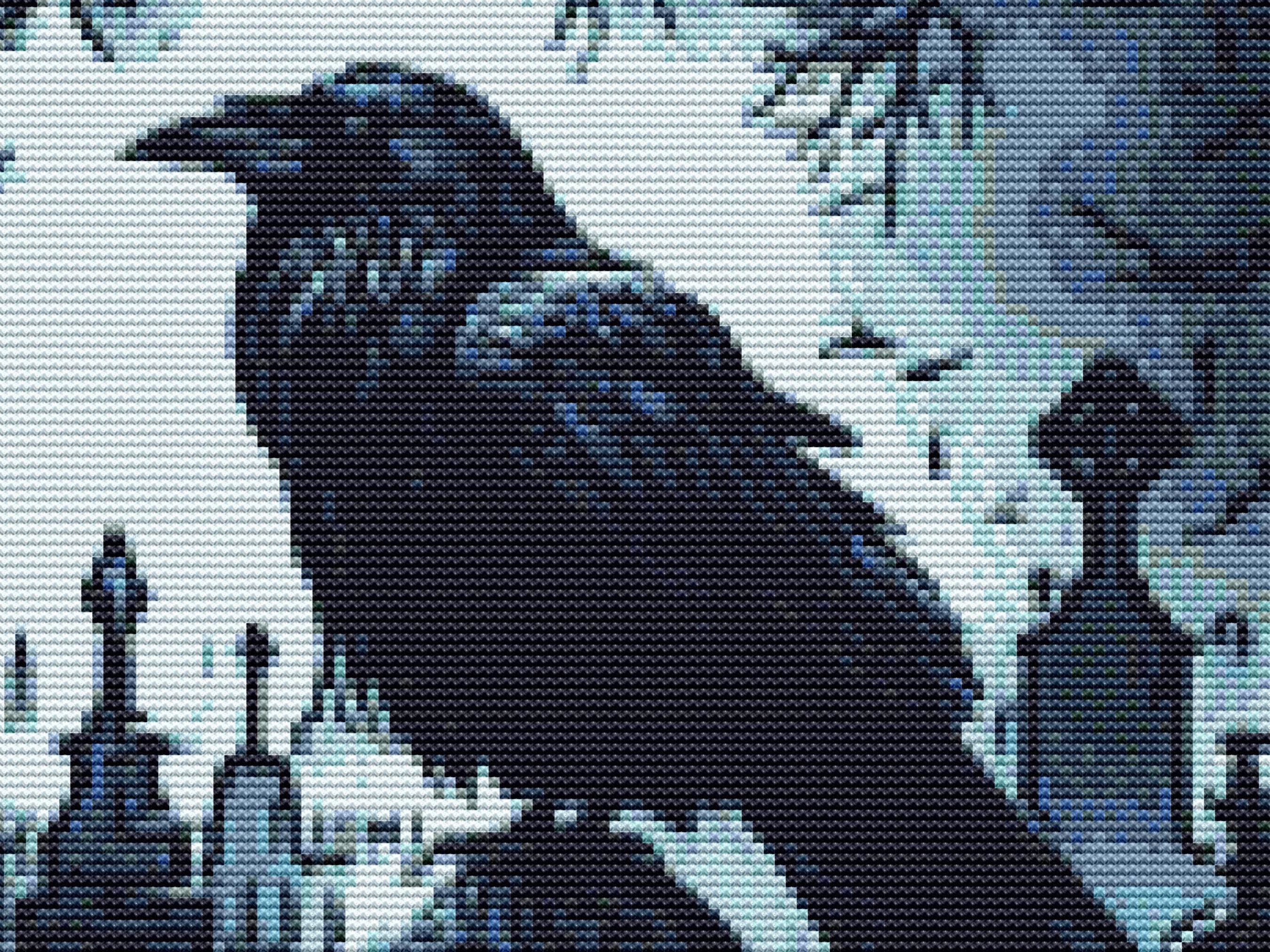 Raven Cross Stitch Pattern for Gothic Decor, Halloween Needlework ...