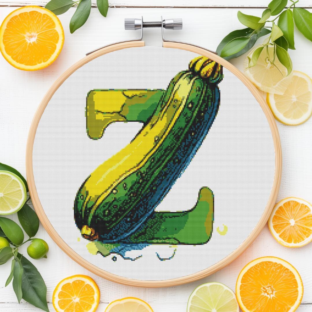 Zucchini Letter 'Z' Cross Stitch Pattern, Garden Alphabet (PDF Pattern ...