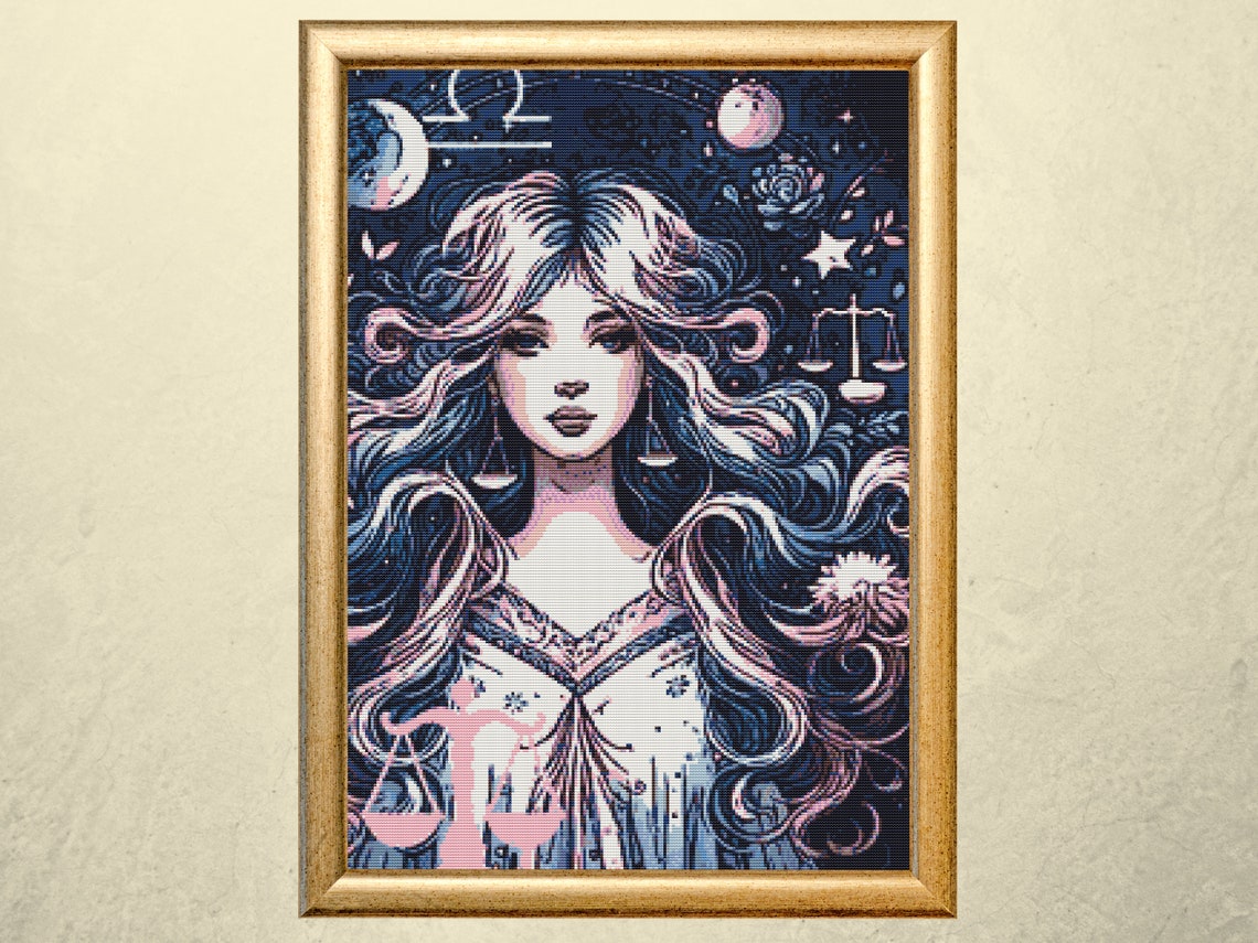 Astrology Libra Cross Stitch Pattern for Beginners Home Decor, Pattern ...