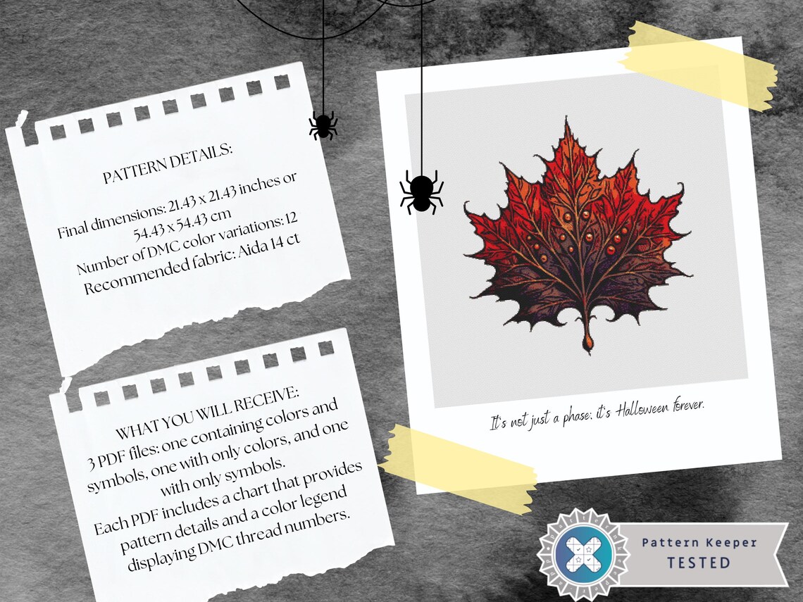 Autumn Maple Leaf Cross Stitch Pattern – Intricate Fall Leaf Design PDF ...
