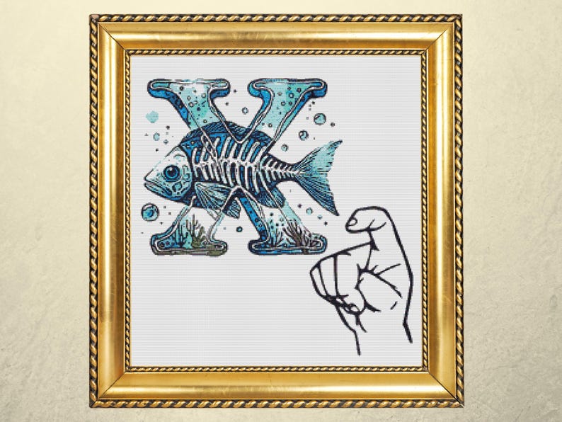X-ray Fish Alphabet Cross Stitch Pattern PDF | ASL Sign Language Letter ...