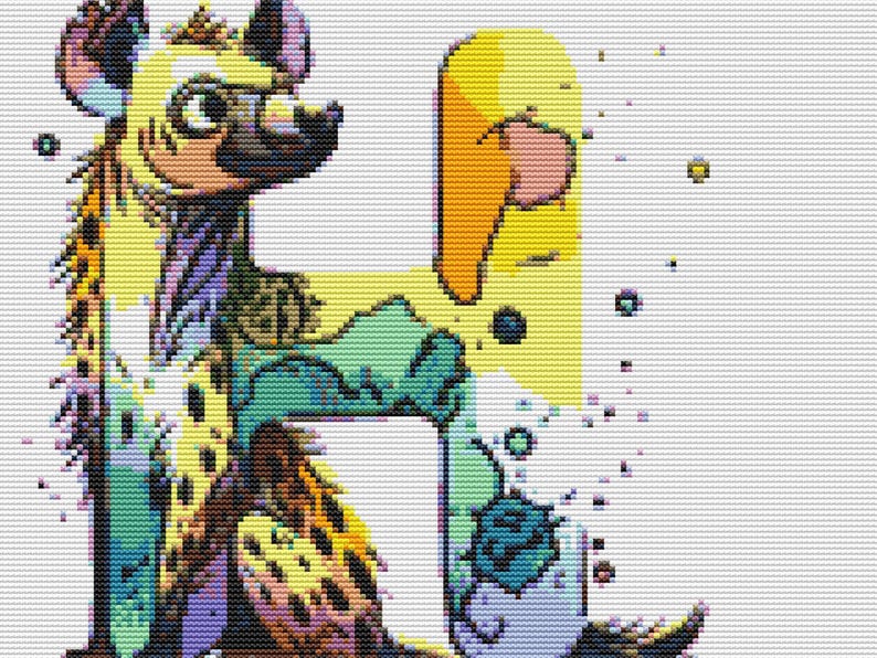 Hyena Alphabet Cross Stitch Pattern PDF | ASL Sign Language Letter H ...