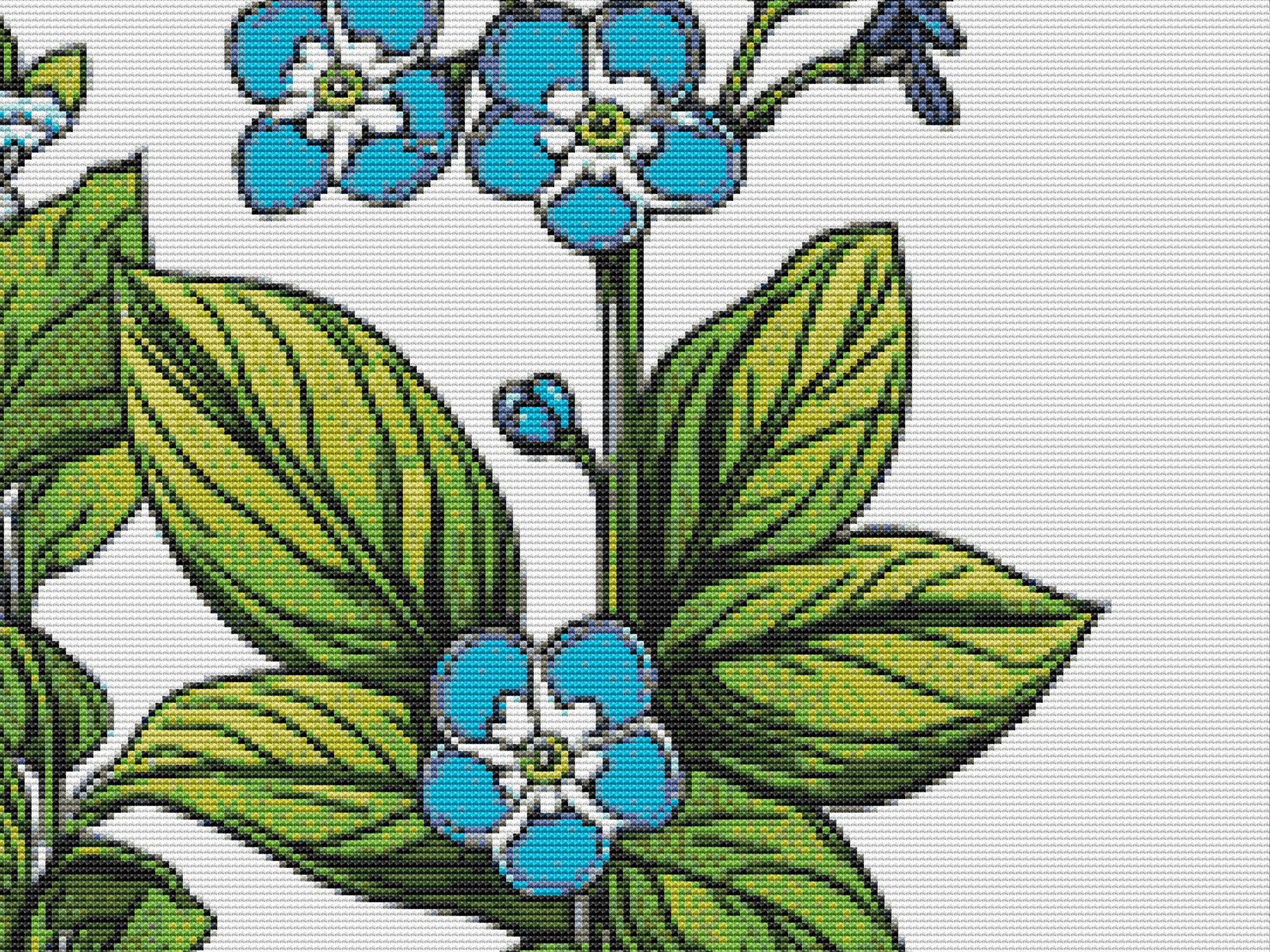 Forget Me Not Cross Stitch Pattern PDF | Delicate Blue Flower ...
