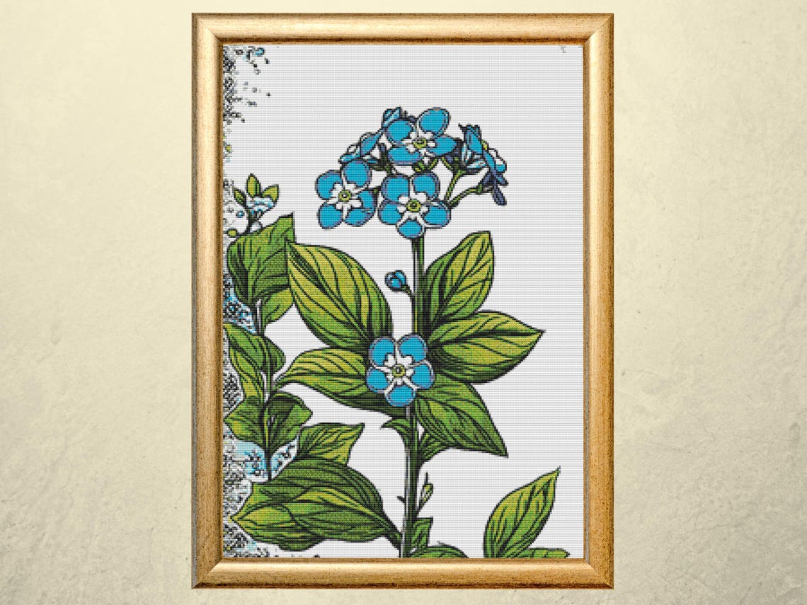 Forget Me Not Cross Stitch Pattern PDF | Delicate Blue Flower ...
