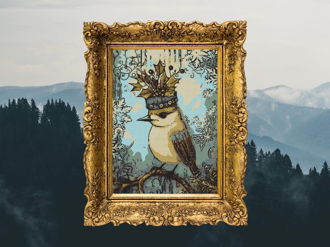 Regal Winter Bird Cross Stitch Pattern, Nature-inspired Design, Pattern ...
