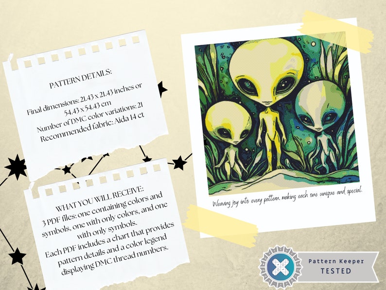 Alien Family Cross Stitch Pattern, Pattern Keeper Compatible, Intricate ...
