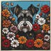 Schnauzer Cross Stitch Pattern PDF | Colorful Floral Dog Embroidery ...