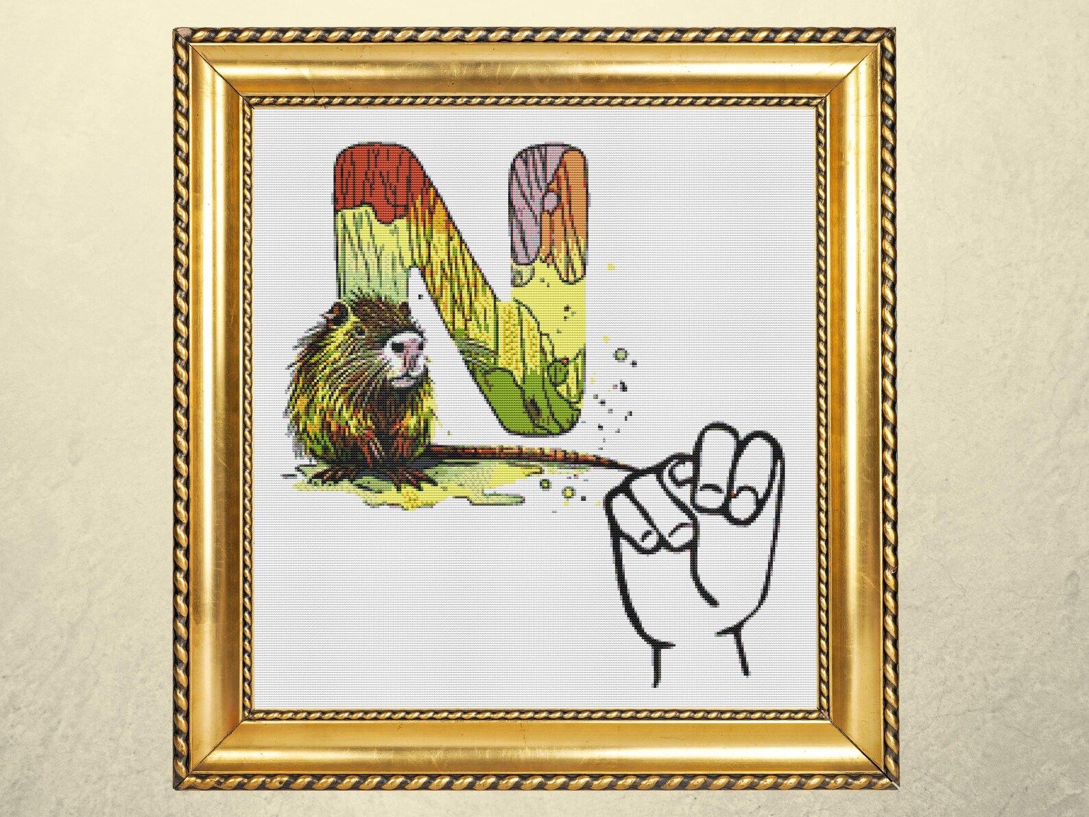 Nutria Alphabet Cross Stitch Pattern PDF | ASL Sign Language Letter N ...