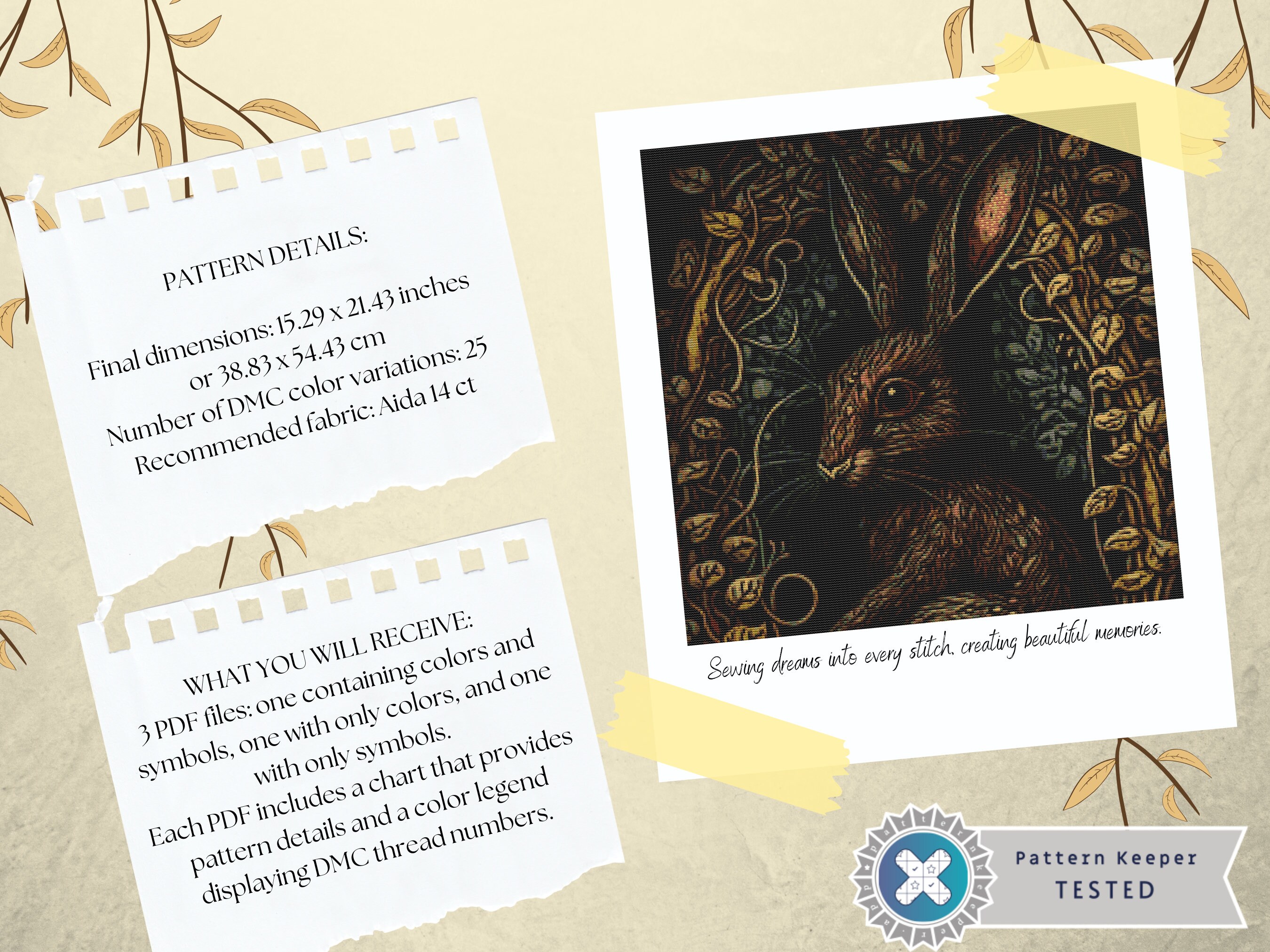 Rabbit Cross Stitch Pattern Forest Framed Design Beginner Friendly ...