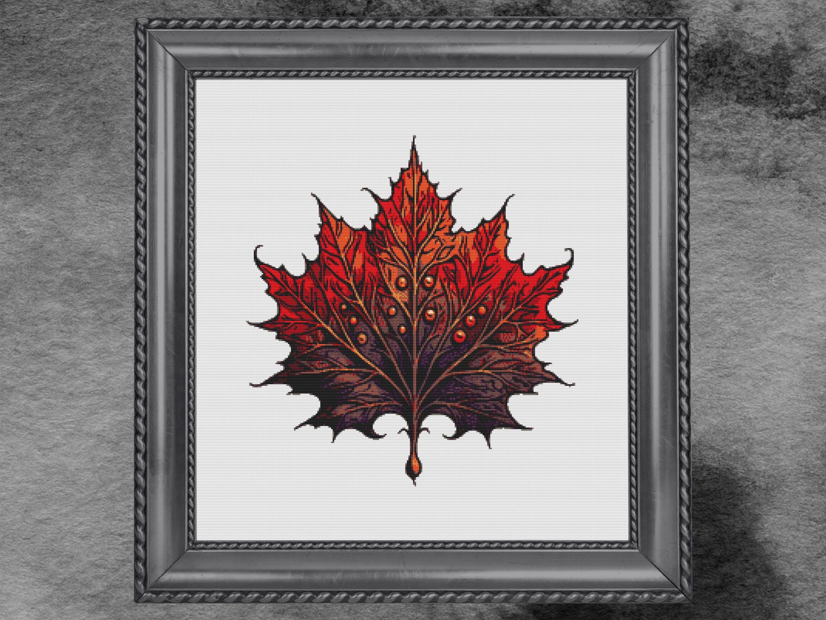 Autumn Maple Leaf Cross Stitch Pattern – Intricate Fall Leaf Design PDF ...