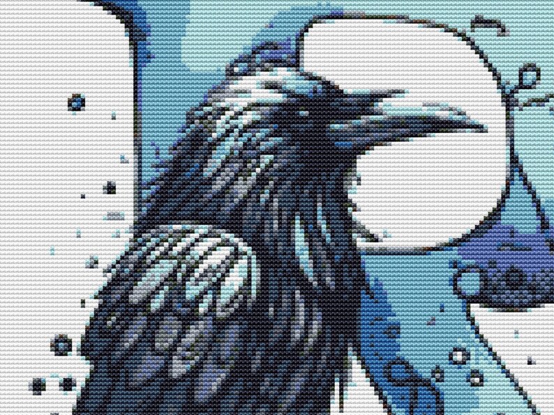 Raven Alphabet Cross Stitch Pattern PDF | ASL Sign Language Letter R ...