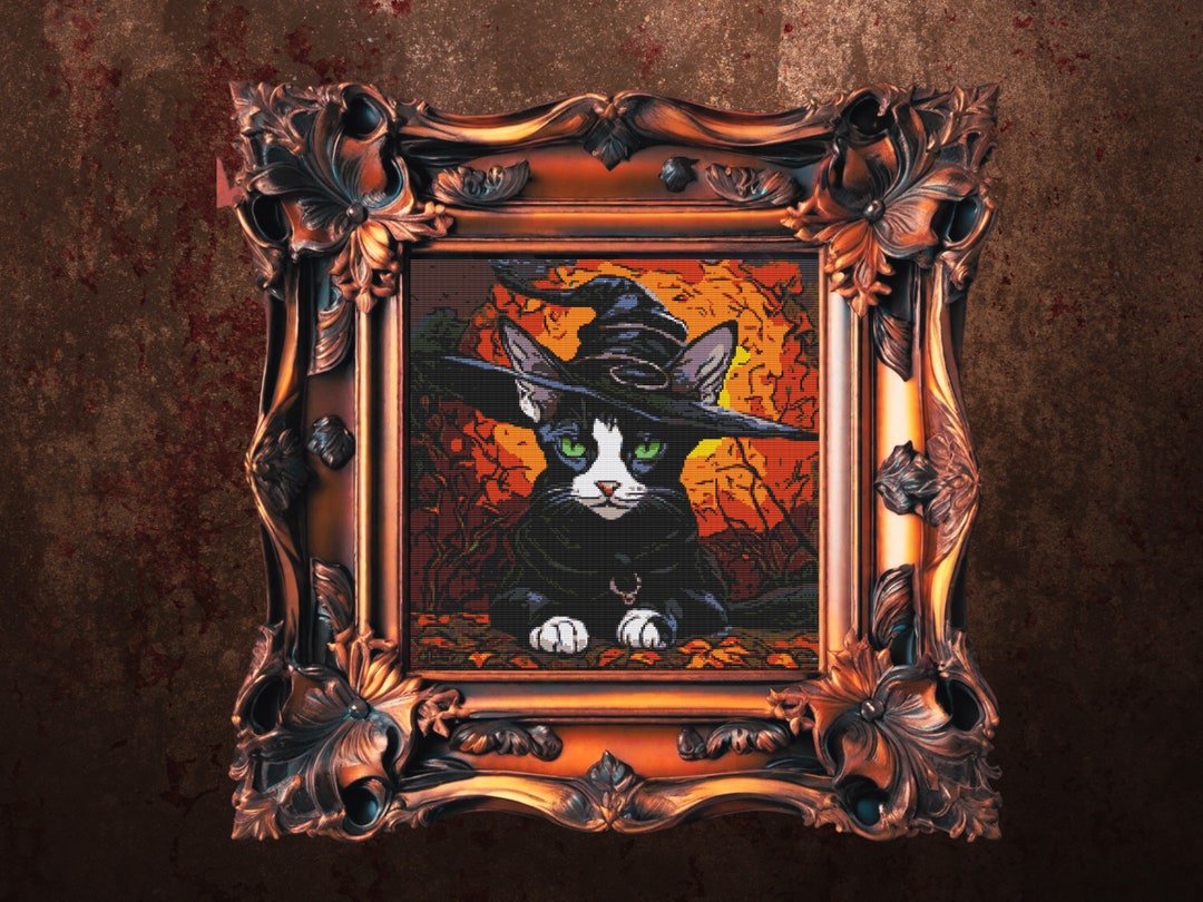 Grumpy Witch Devon Rex Wicca Cross Stitch Pattern Digital Gothic Creepy ...