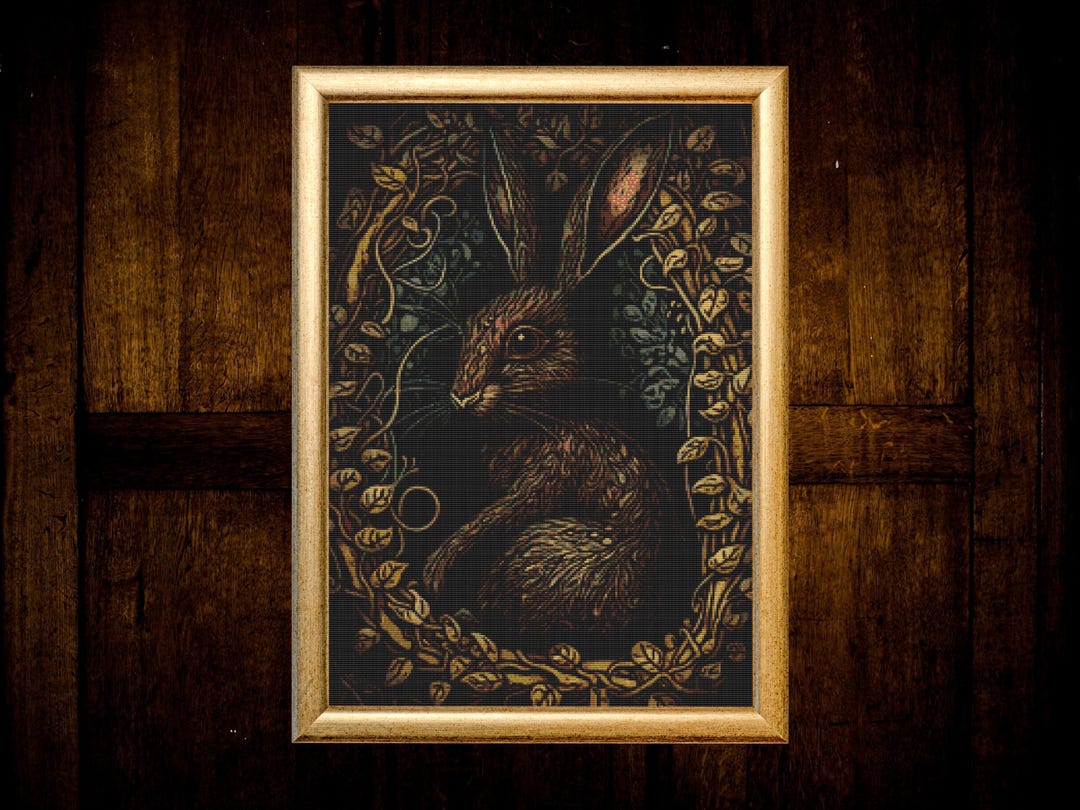 Rabbit Cross Stitch Pattern Forest Framed Design Beginner Friendly ...