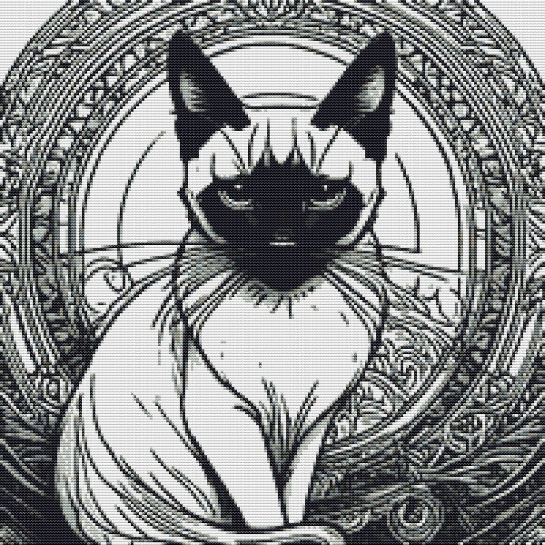 Elegant Siamese Cat Cross Stitch Pattern DIY Cat Embroidery Pet ...