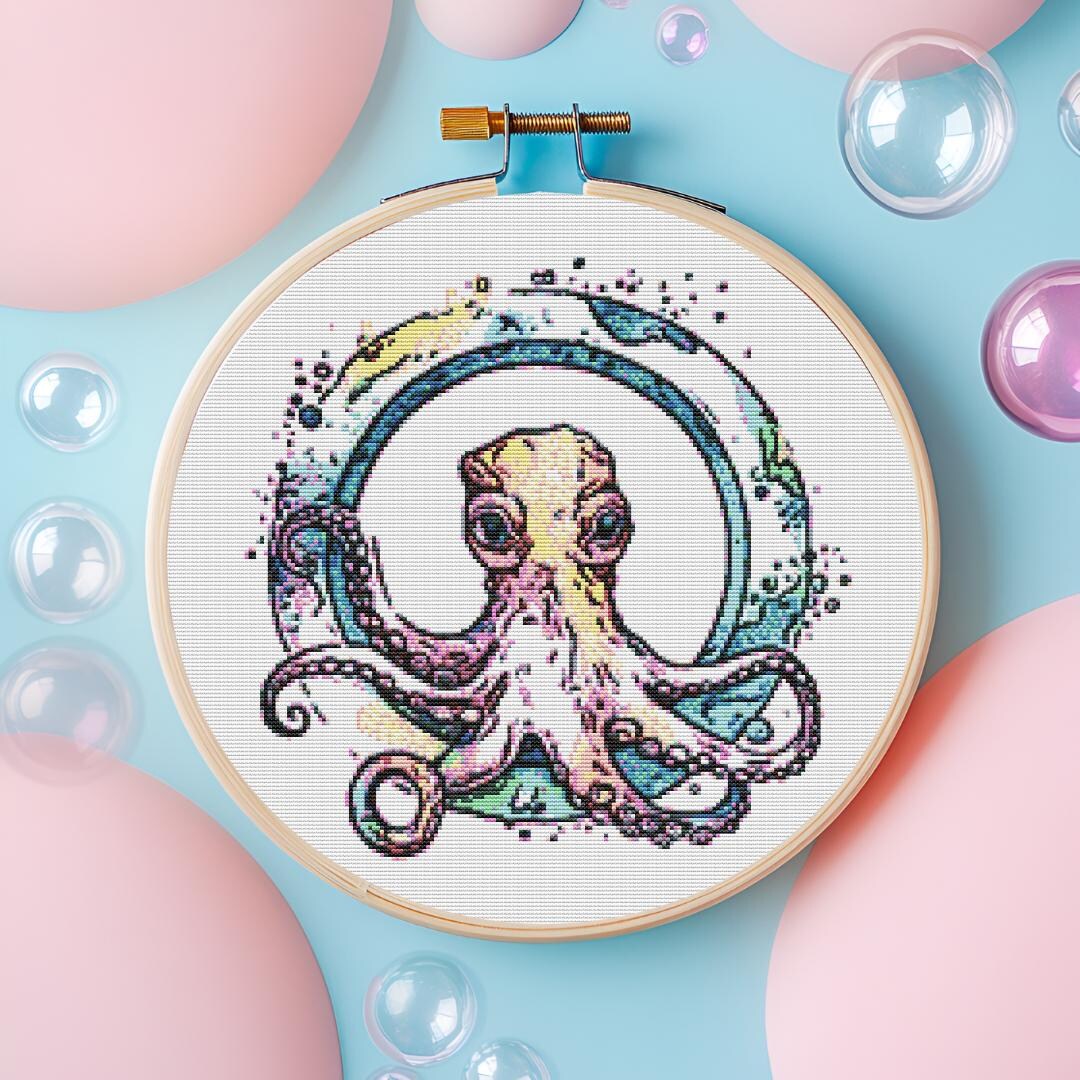 Octopus 'O' Letter Cross Stitch Pattern | Nautical Alphabet (PDF ...