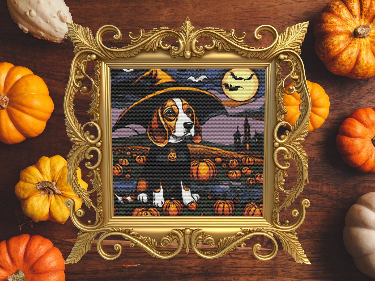Beagle Halloween Cross Stitch Pattern | Wicca Cross Stitch Pattern ...