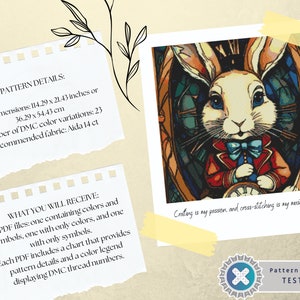 White Rabbit Cross Stitch Pattern, Alice in Wonderland Themed ...