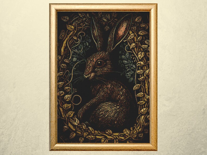 Rabbit Cross Stitch Pattern Forest Framed Design Beginner Friendly ...