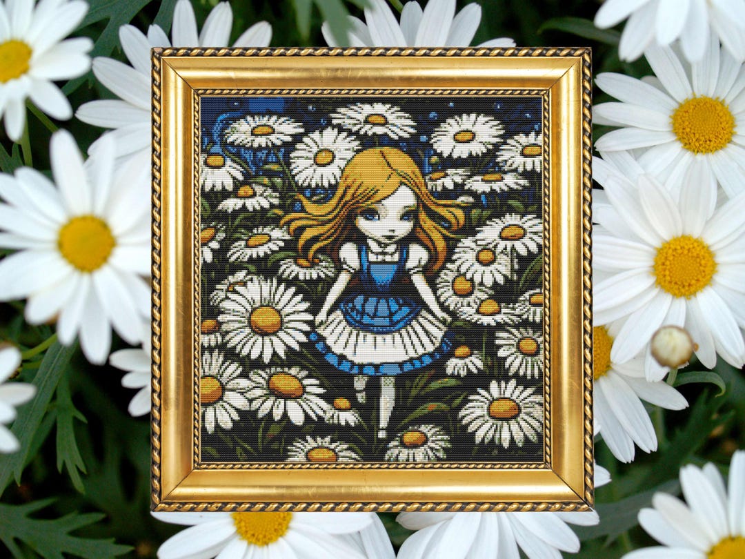 Alice in Wonderland Cross Stitch Pattern - DIY Daisy Embroidery (PDF ...