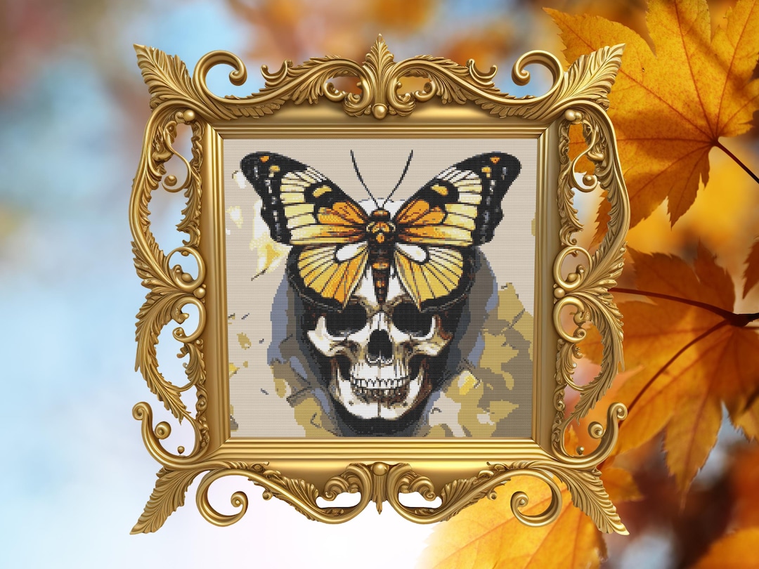 Death's Head Hawk Moth Horror Gift Spooky Cross Stitch Dark Art Cross ...