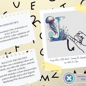 Jellyfish Alphabet Cross Stitch Pattern PDF | ASL Sign Language Letter ...