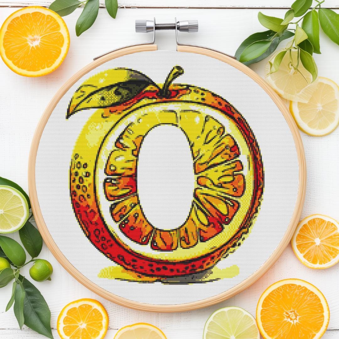 Opulent 'O' for Orange Cross Stitch Pattern, Citrus Alphabet Series ...