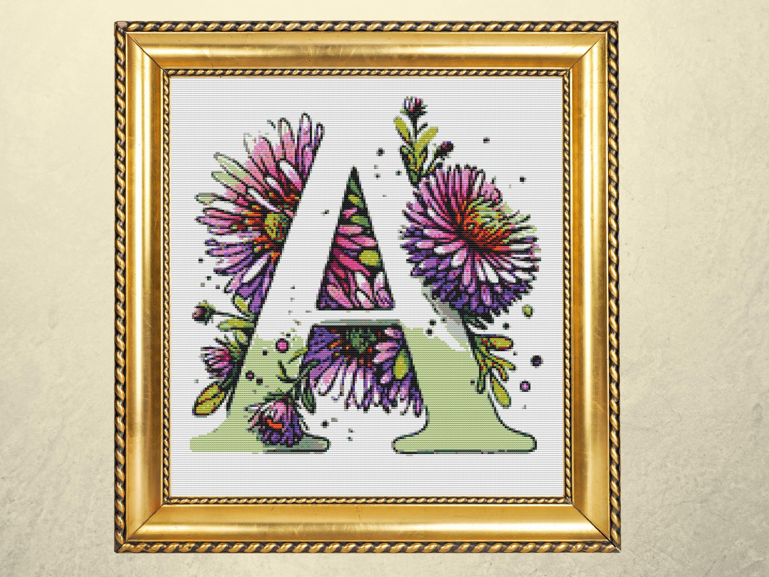 Aster Flower Monogram Cross Stitch Pattern – Elegant Floral Letter ...