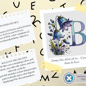 Bellflower Monogram Cross Stitch Pattern – Elegant Floral Letter B ...