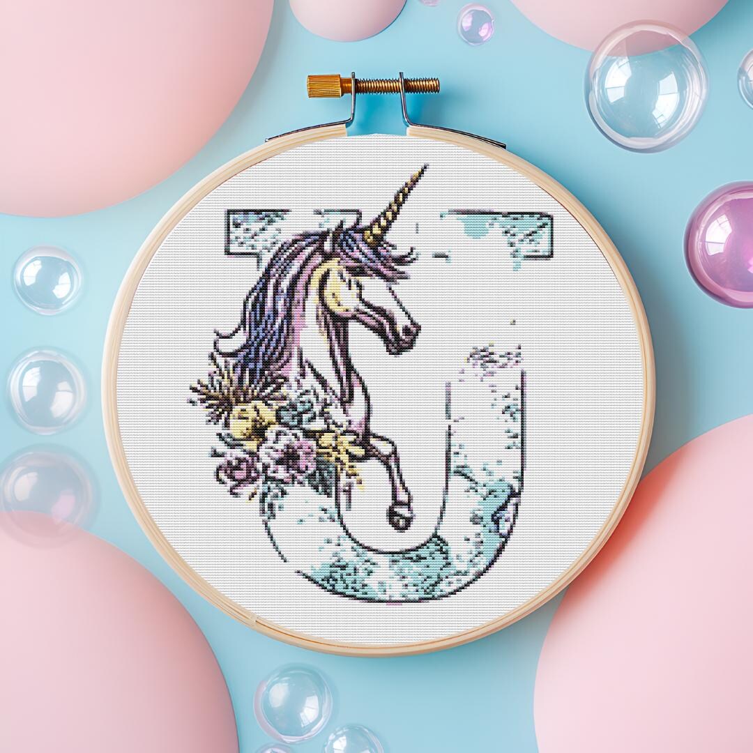Unicorn Letter U Cross Stitch Pattern | Fantasy Alphabet (PDF Pattern ...