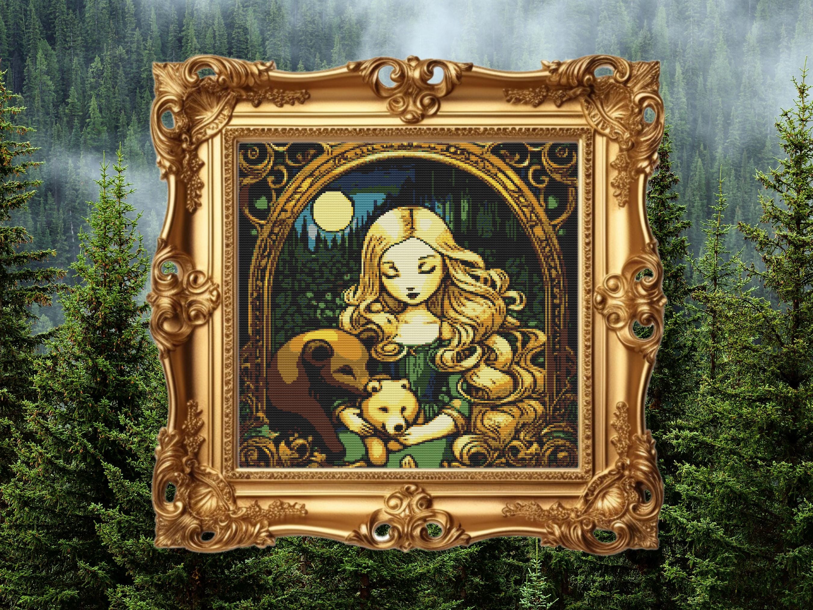 Goldilocks and Two Bears Cross Stitch Pattern – Fairy Tale Embroidery ...