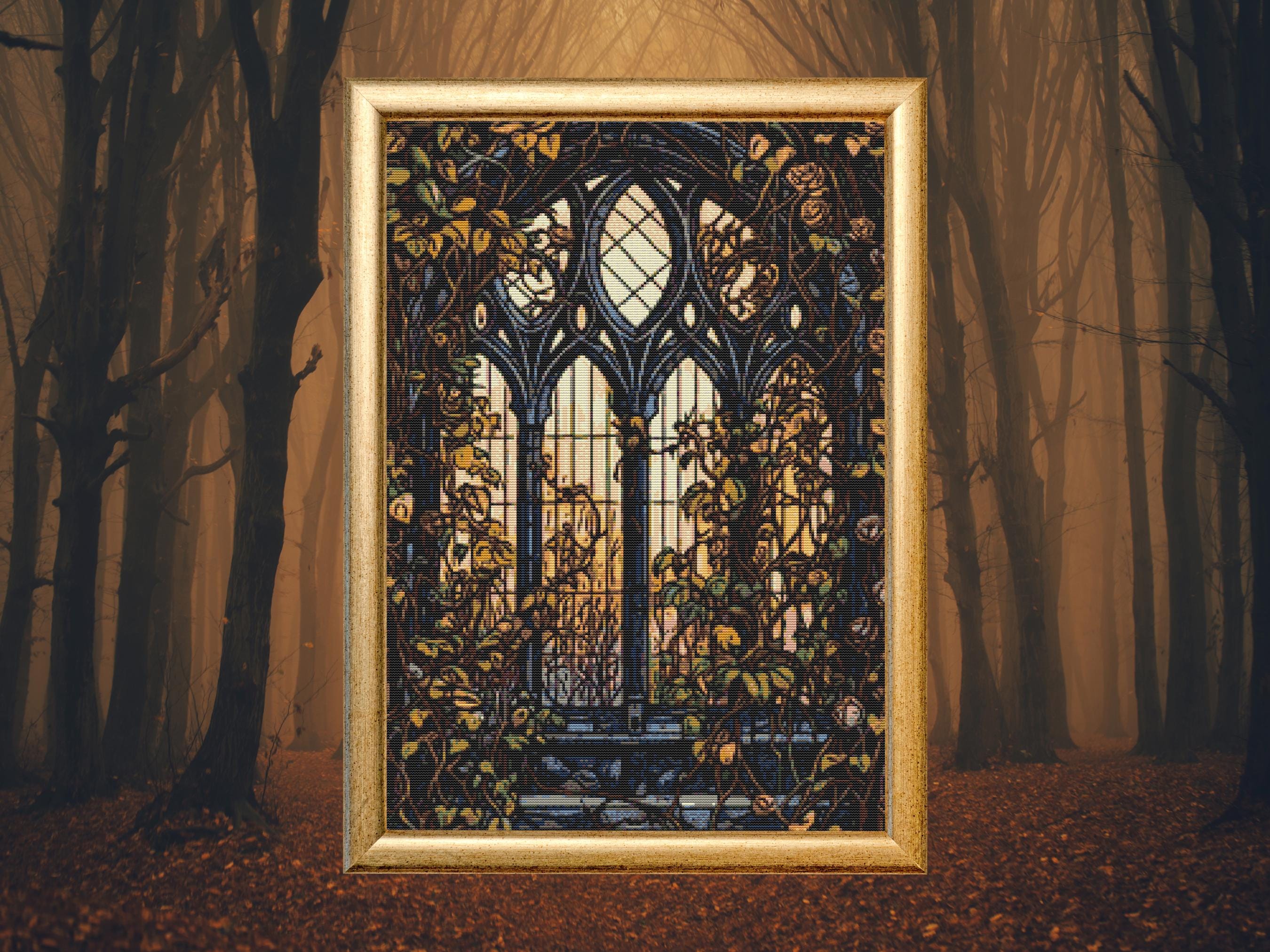 Gothic Window Cross Stitch Pattern Enchanted Garden Design Beginner ...