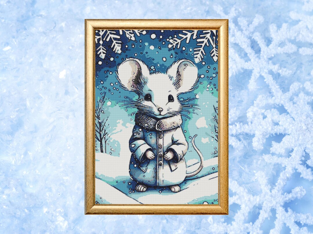 Winter Mouse Cross Stitch Pattern Cozy Snowy Design Beginner Friendly ...