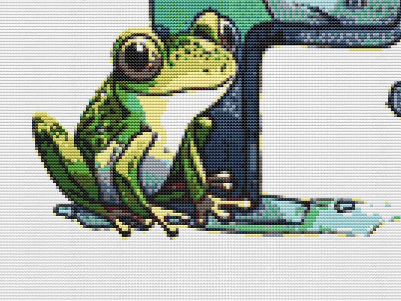 Frog Alphabet Cross Stitch Pattern PDF | ASL Sign Language Letter F ...