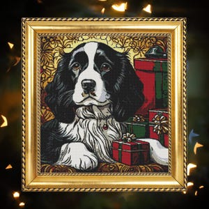 English Springer Spaniel Christmas Cross Stitch Pattern - Etsy