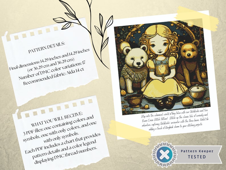Goldilocks and Two Bears Cross Stitch Pattern - Fairy Tale DIY ...