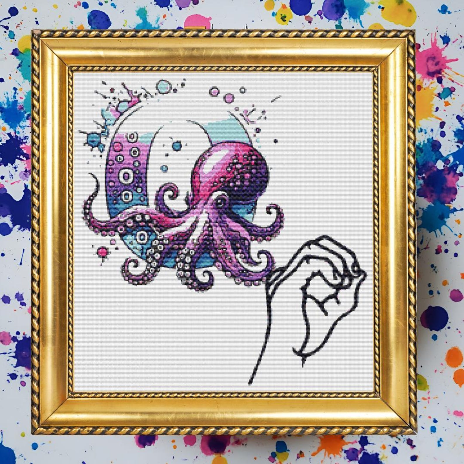 Octopus Alphabet Cross Stitch Pattern PDF | ASL Sign Language Letter O ...